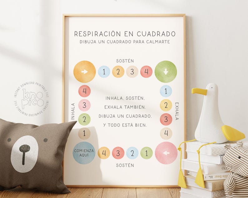 Spanish Square Breathing Poster for Kids | Calm Corner Printables With ...