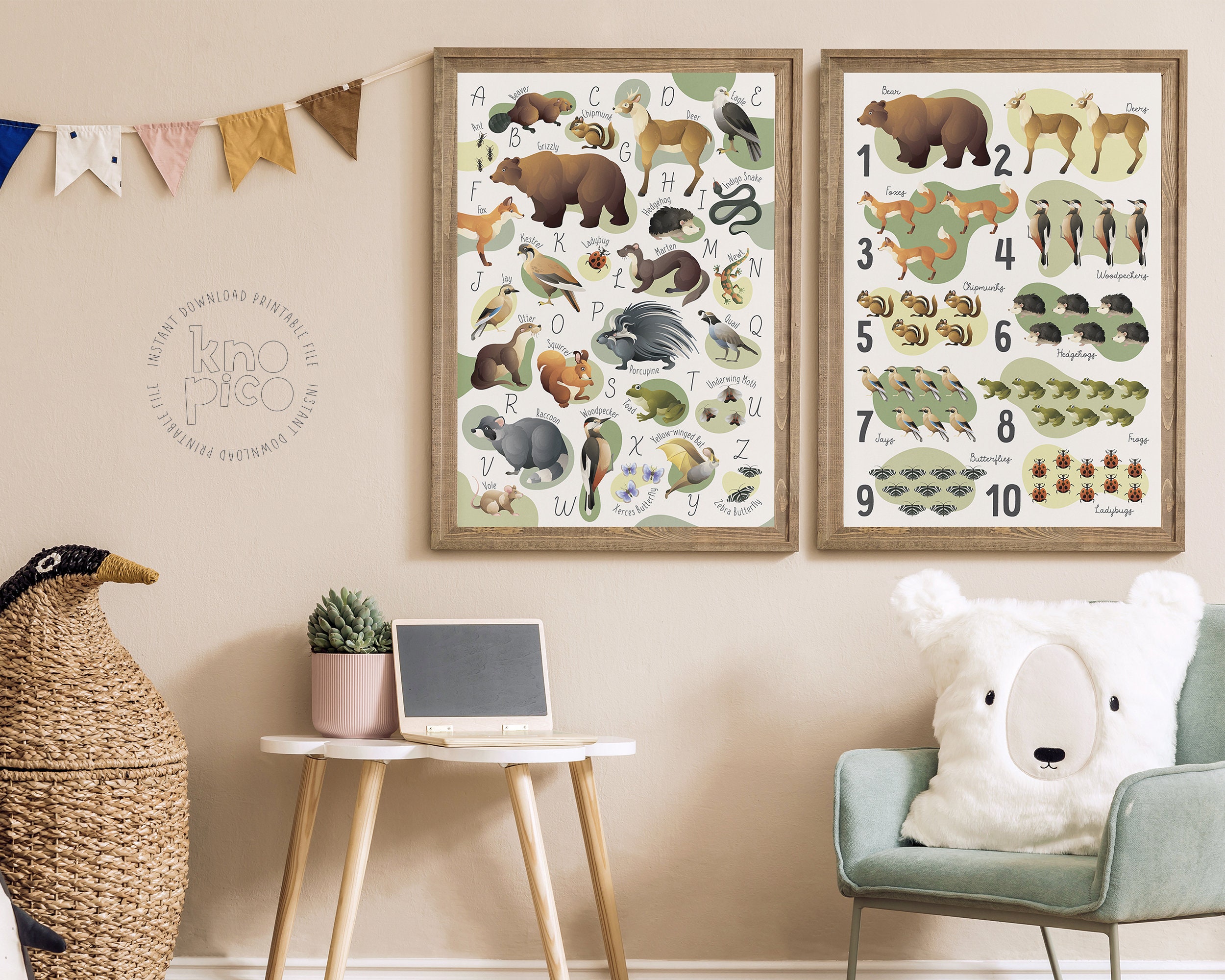 Learn the Alphabet Letters and Numbers to 10 With This Woodland Poster ...