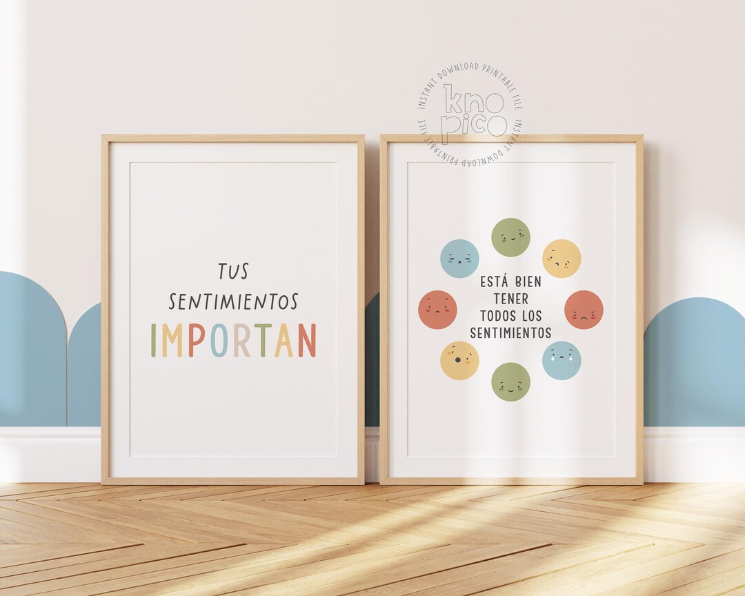 Spanish Feelings Educational Poster for Kids Set of 2 | Emotions Chart ...