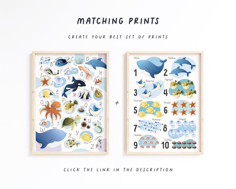 Ocean Animals Alphabet Poster | ABC Print for Educational Nursery Wall ...