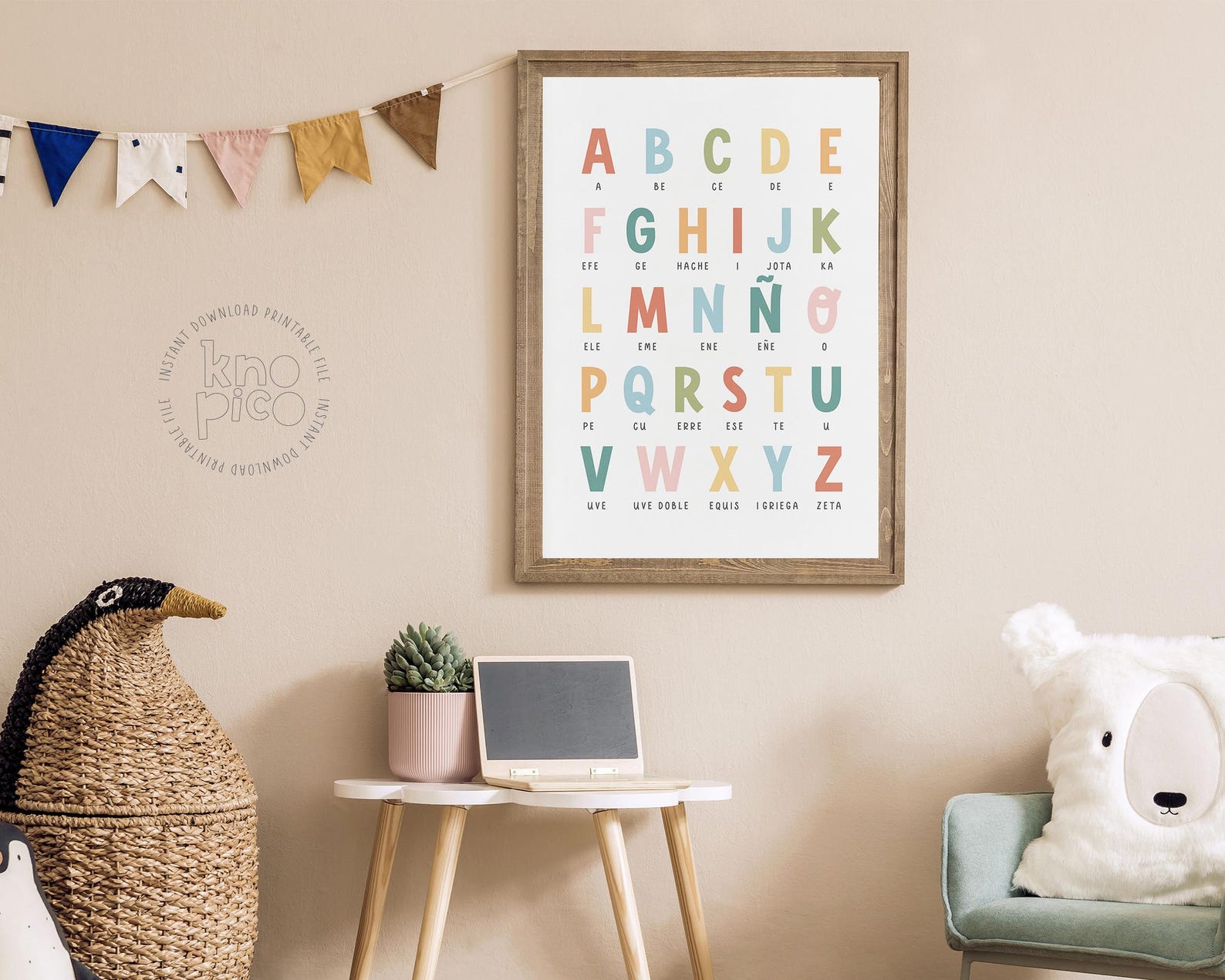 Colorful Spanish Alphabet Bilingual Printable - ABC Wall Art for ...