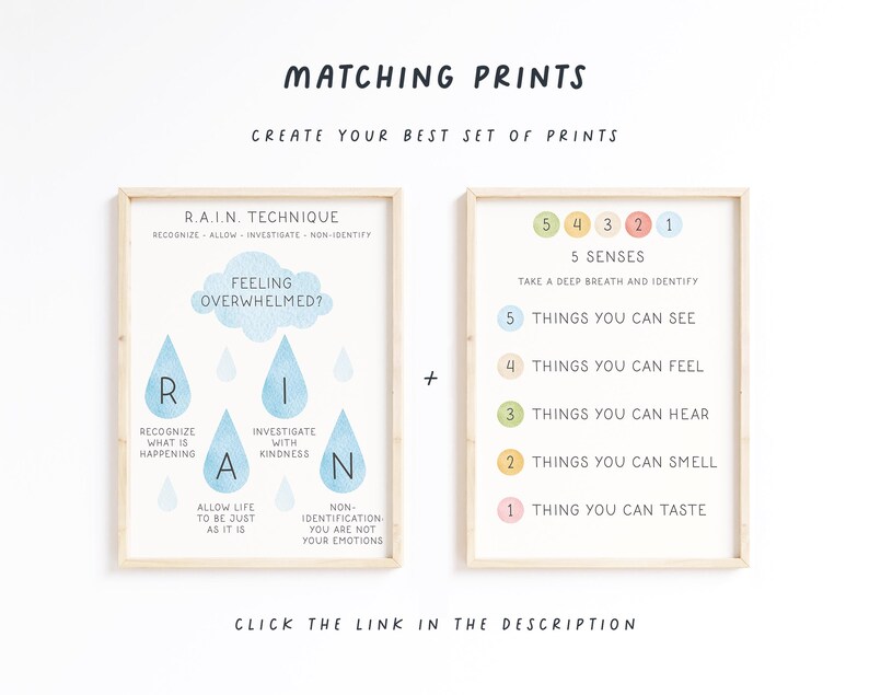 RAIN Technique Poster for Kids Mental Health Therapy | Grounding ...