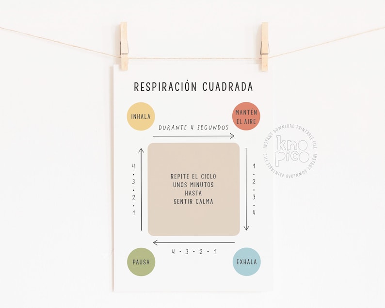 Square Breathing Poster, Box Breathing Exercise Print | Mindfulness ...