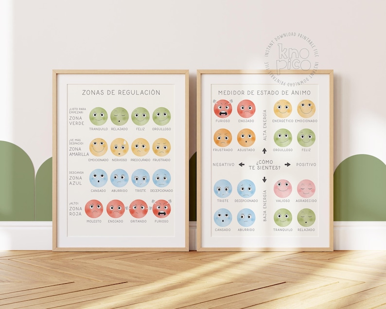 Zones of Regulation and Mood Meter Set in Spanish for Kids Emotional ...