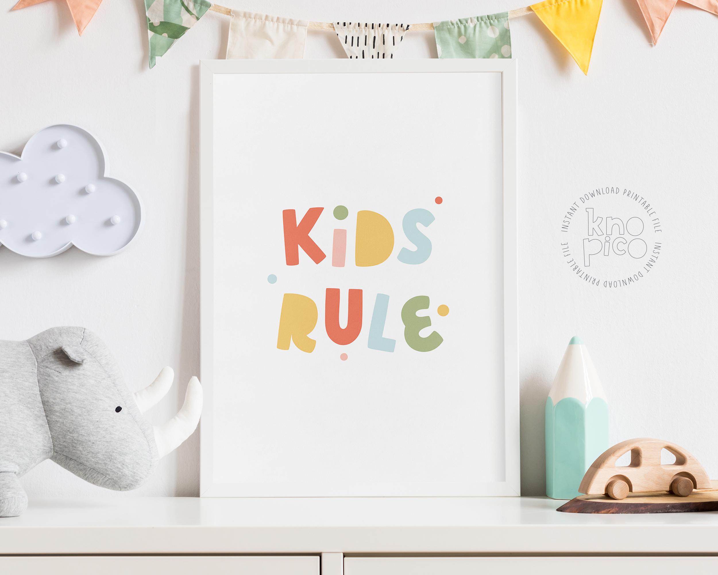 Kids Rule! Colorful Printable Poster | Rainbow Affirmations for ...