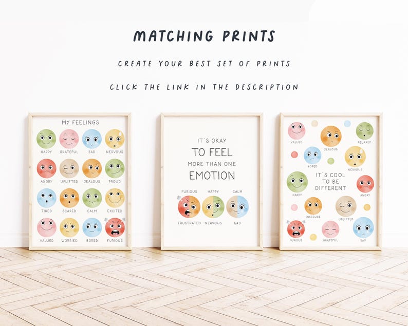 Kids Emotions Chart and Feelings Poster Set: All Feelings Are Okay ...