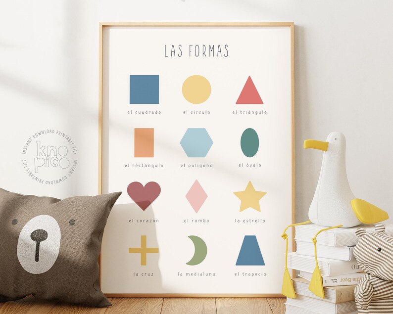 Spanish Educational Shapes Poster for Kids | Geometric Shapes Learning ...