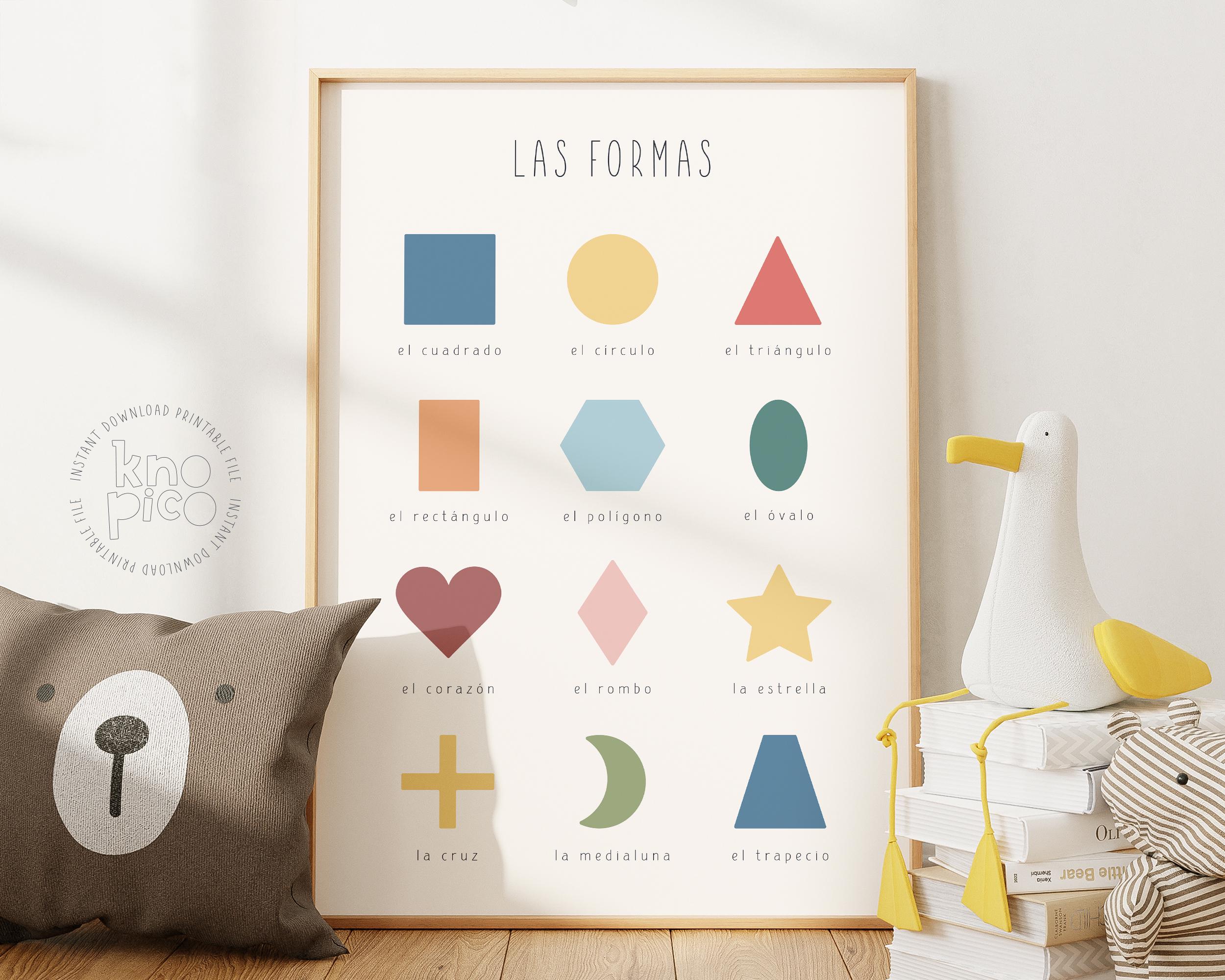 Spanish Educational Shapes Poster for Kids | Geometric Shapes Learning ...