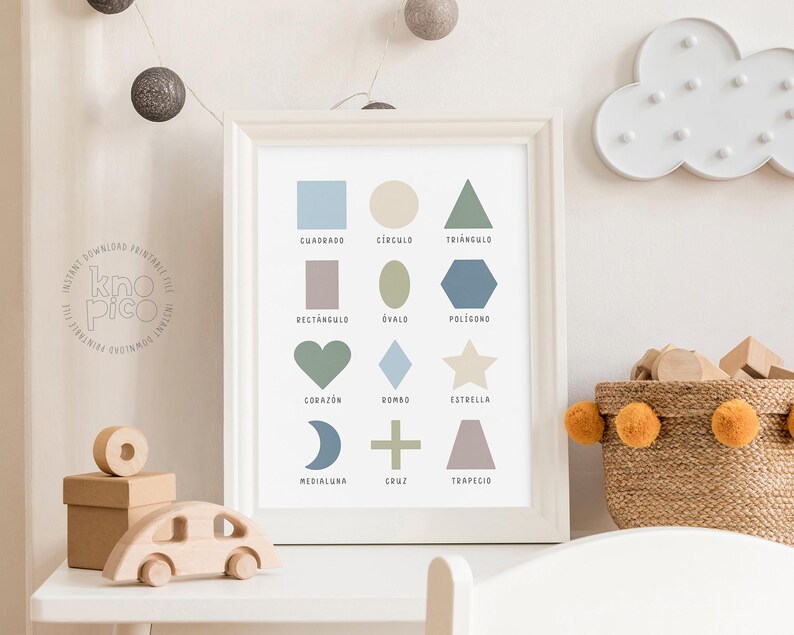 Colorful Shapes Spanish Learning Poster | Educational Nursery Wall Art ...