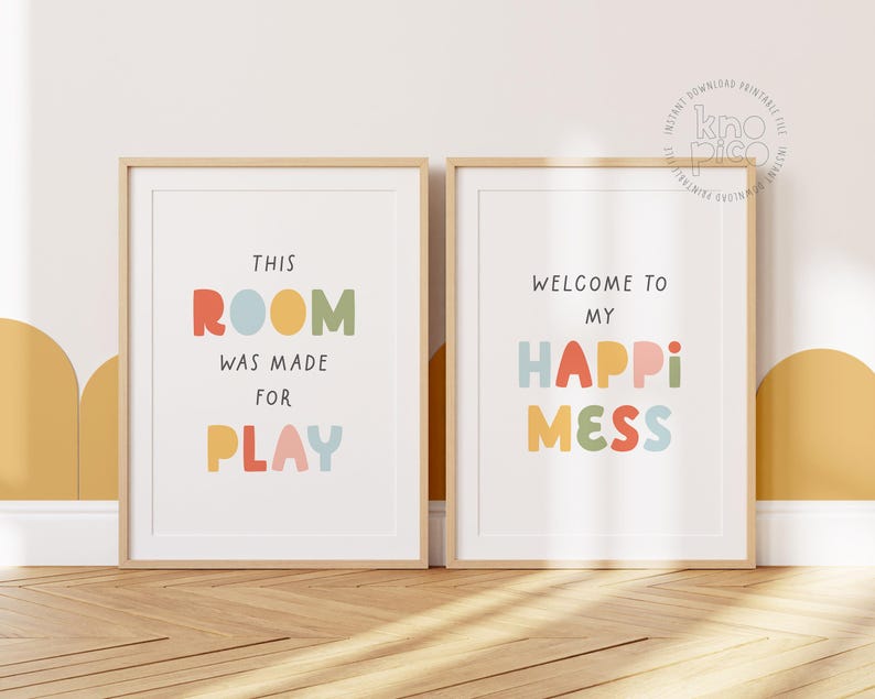 Set of 2 Inspirational Rainbow Wall Art Prints for Kid's Room Decor ...