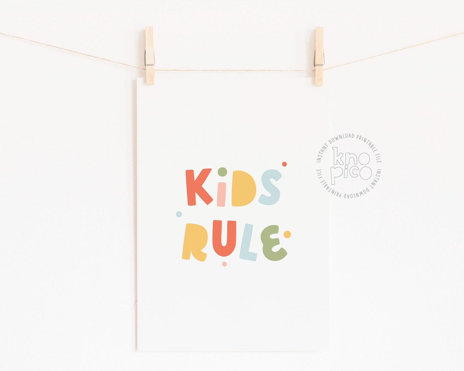 Kids Rule! Colorful Printable Poster | Rainbow Affirmations for ...