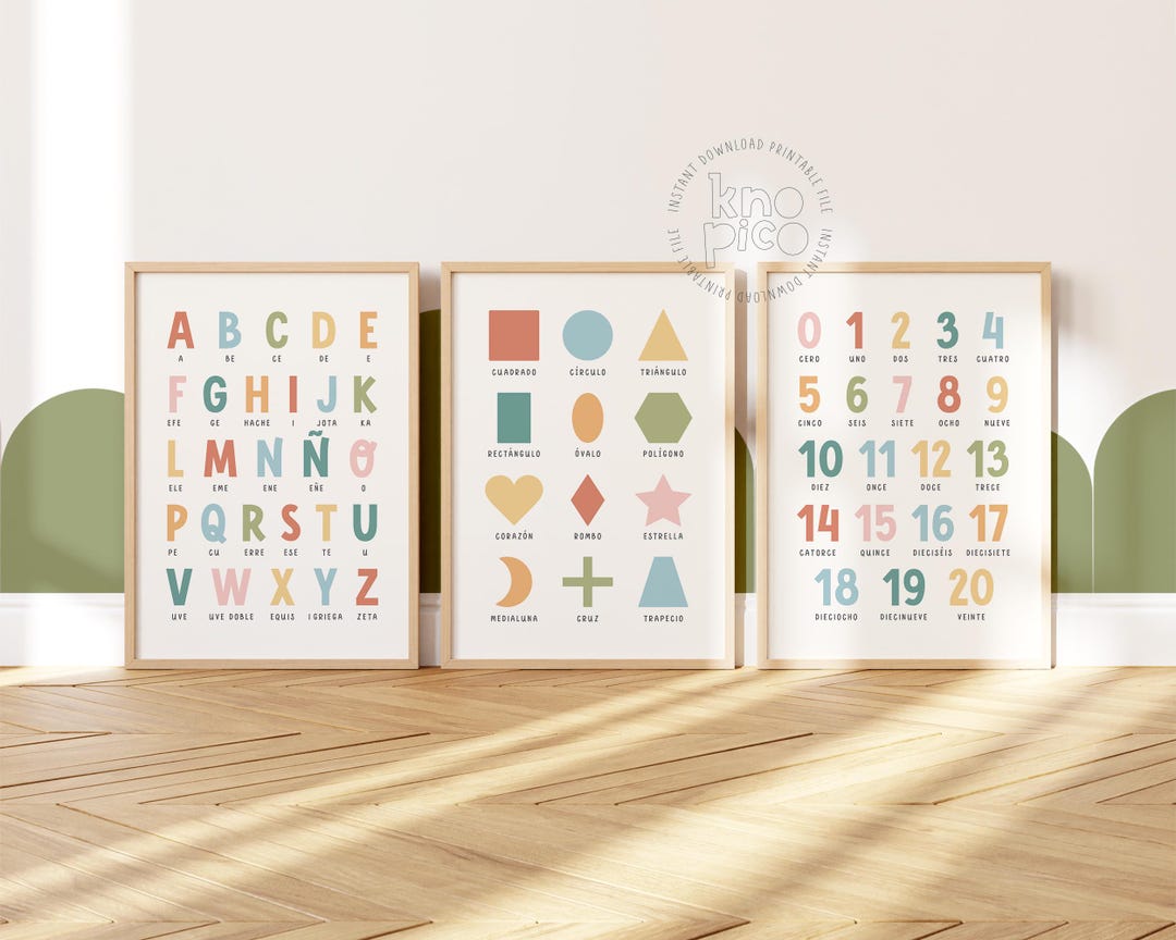 Spanish Poster for Kids Learning With Alphabet Poster Numbers Print and ...
