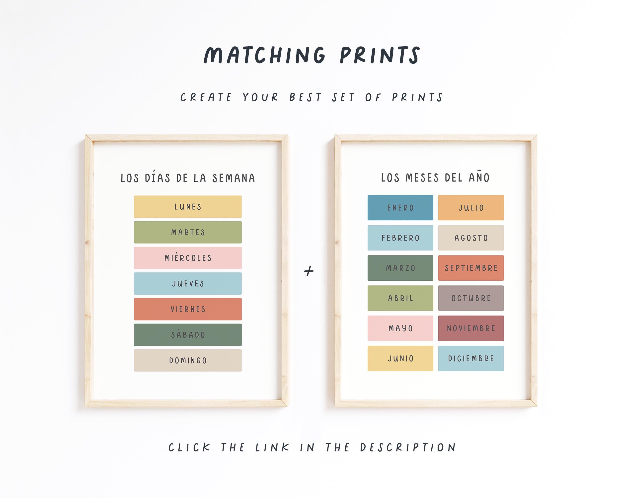 Days of the Week Poster: Educational Wall Art for Kids, Spanish ...