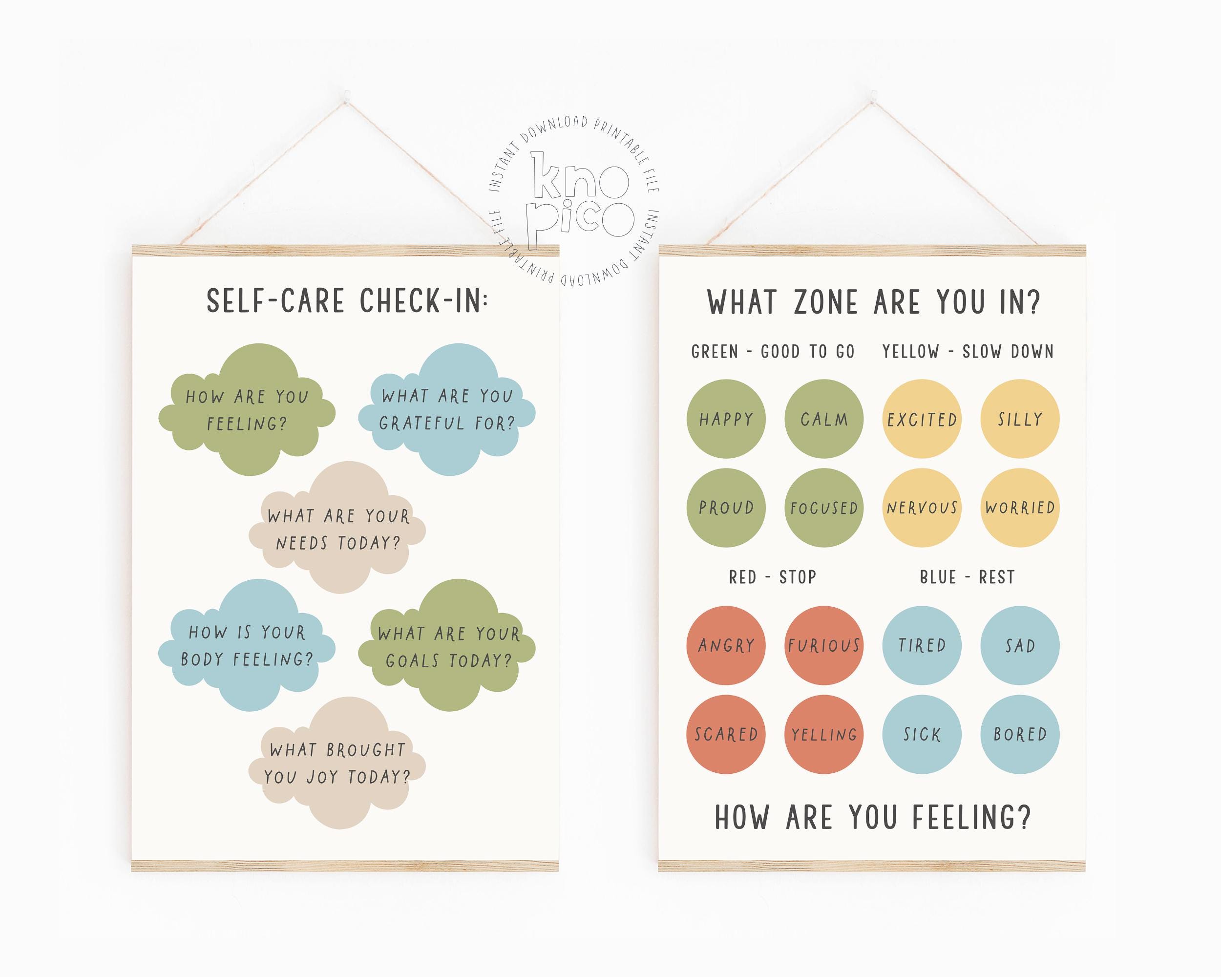 All About Me: Zones of Regulation and Self-care Check-in Set of 2 ...