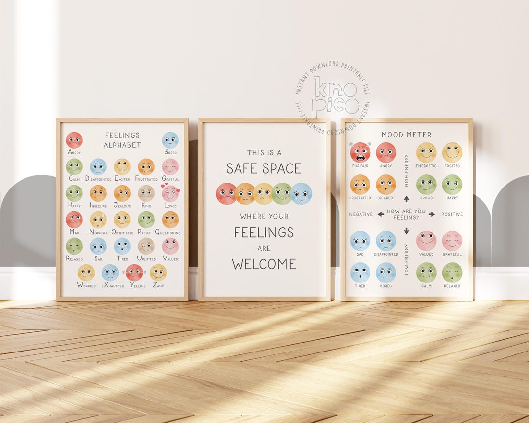 Feelings Alphabet and Safe Space Posters Set | Mood Meter Feelings ...