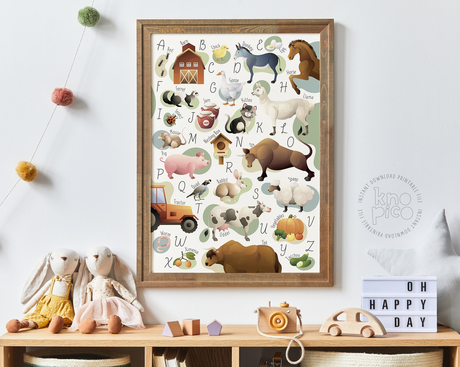 Farm Animal ABC Poster | Preschool Animal Alphabet Print for Nursery ...