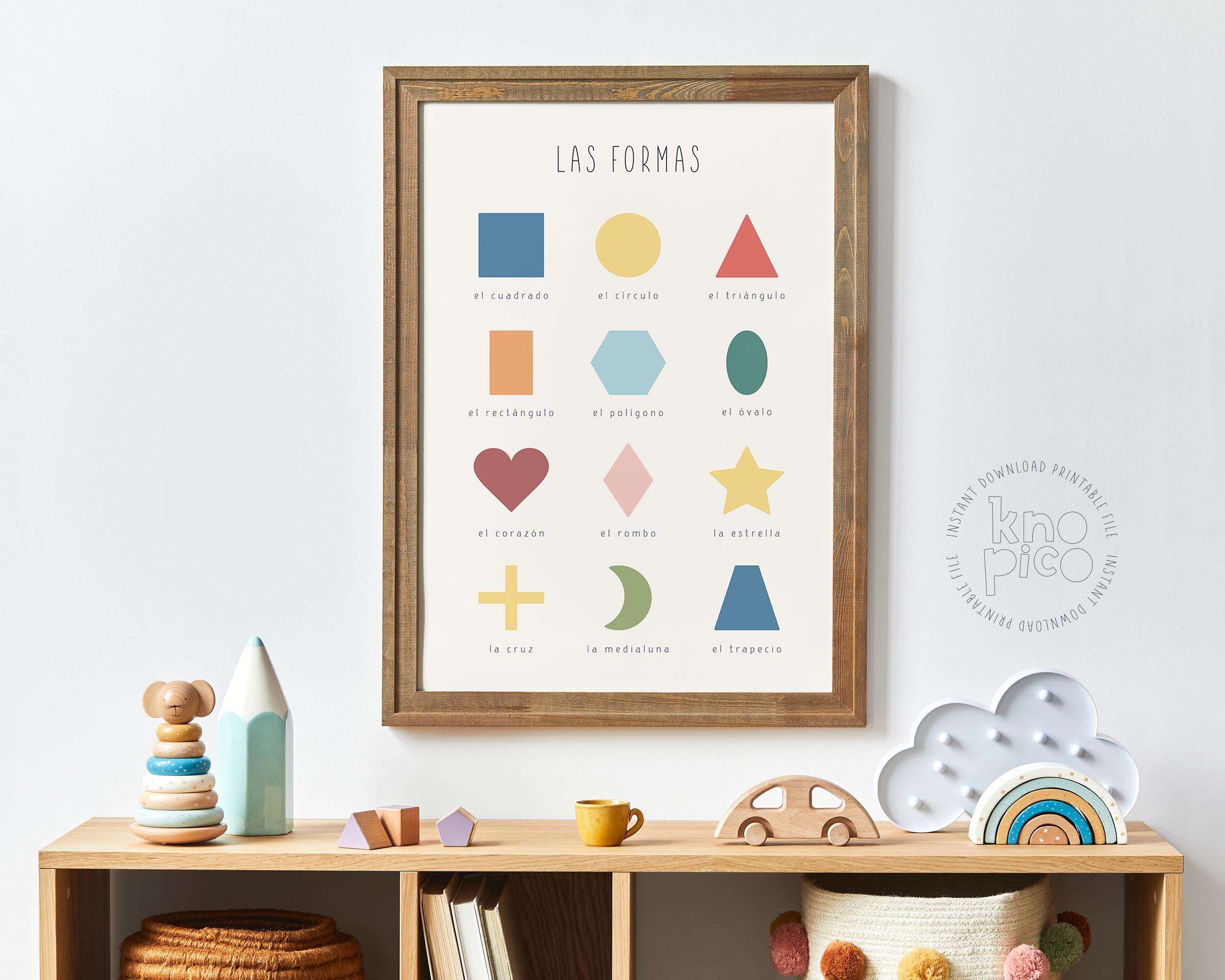 Spanish Educational Shapes Poster for Kids | Geometric Shapes Learning ...