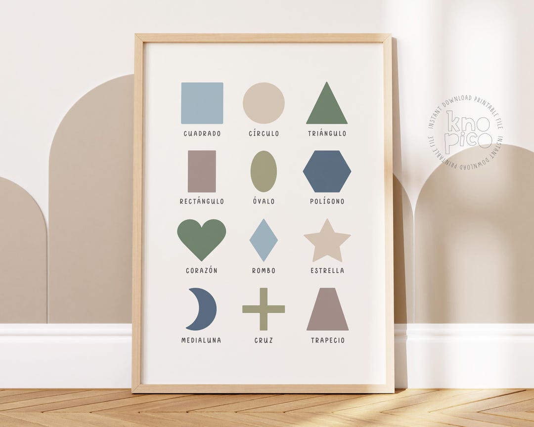 Spanish Posters for Kids With Geometric Shapes for Math Learning Wall ...