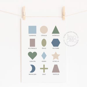 Colorful Shapes Spanish Learning Poster | Educational Nursery Wall Art ...