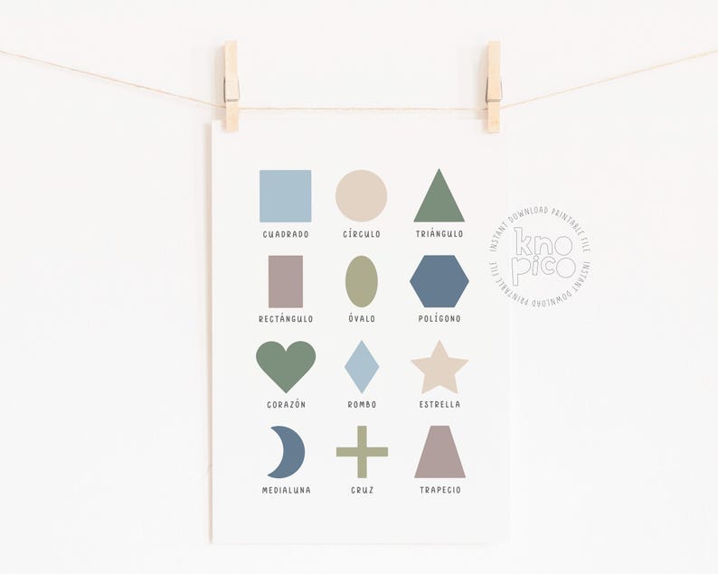 Colorful Shapes Spanish Learning Poster | Educational Nursery Wall Art ...