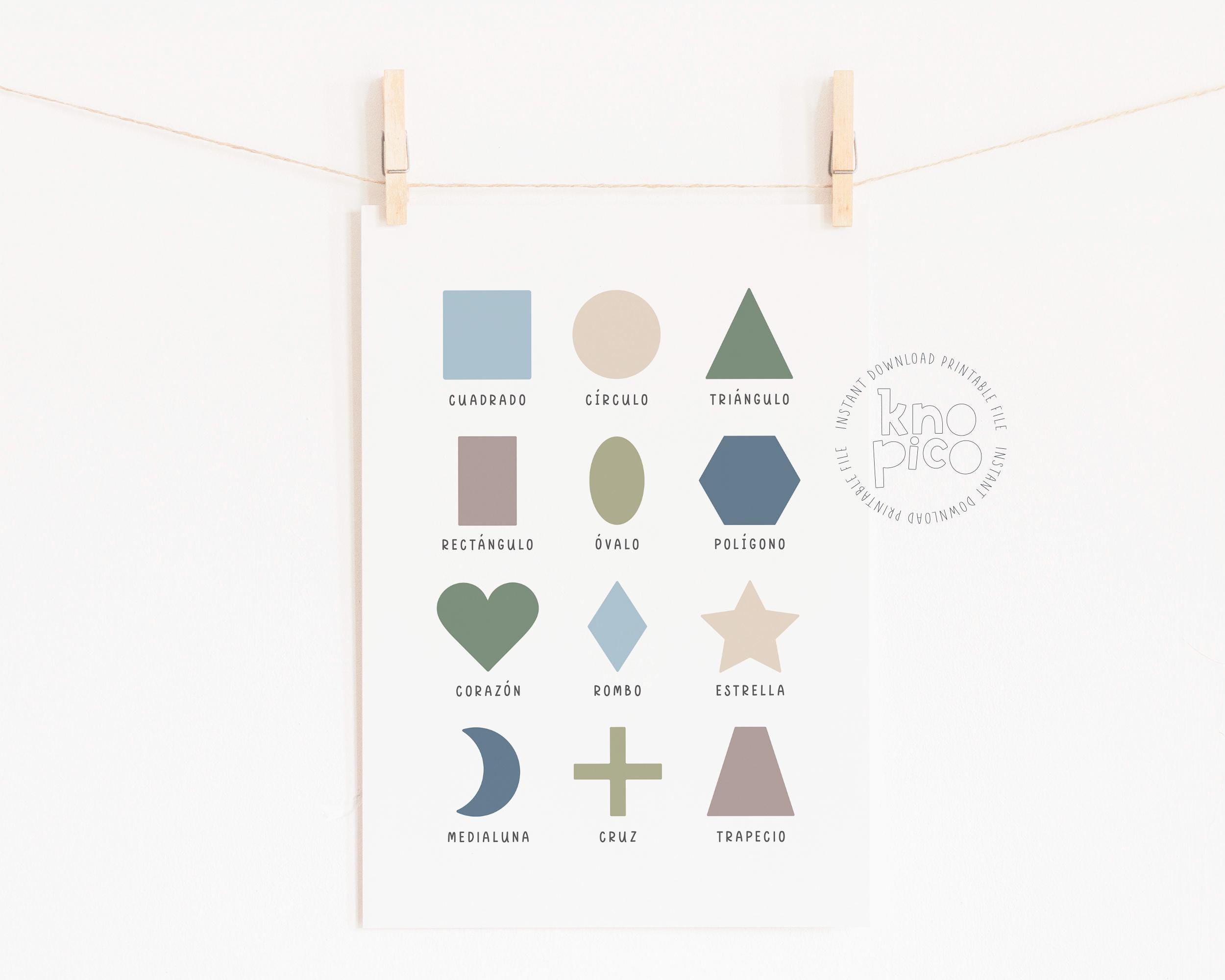 Colorful Shapes Spanish Learning Poster | Educational Nursery Wall Art ...