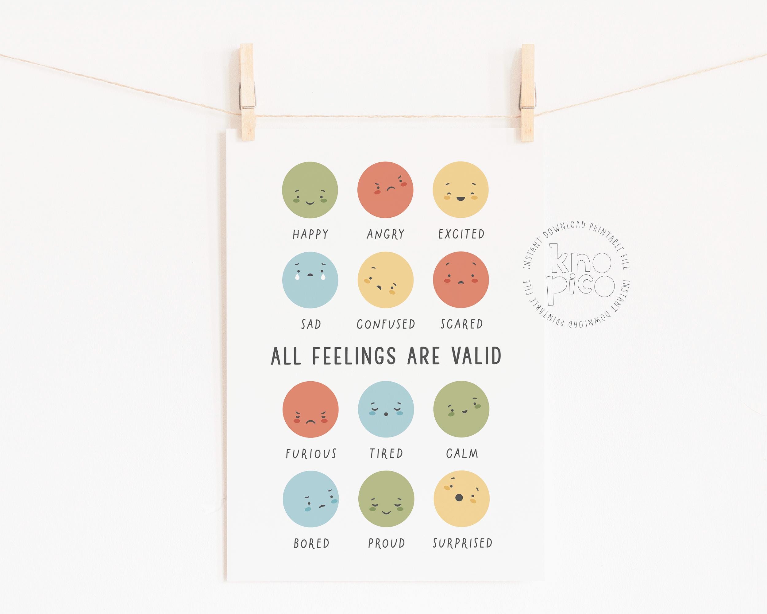 Rainbow Emotions Poster for Kids - Feelings Are Valid | Words of ...