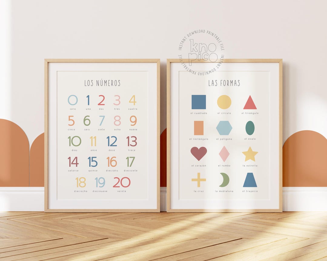 Spanish Educational Posters for Kids | Numbers Counting and Shapes ...