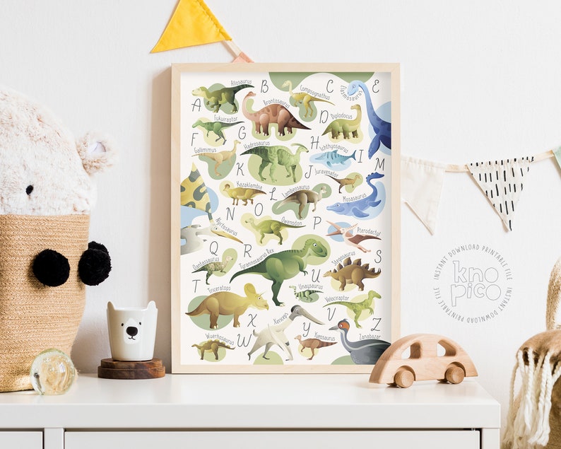 Dino ABC Adventure Poster: Playful Alphabet Learning With Dinosaurs ...
