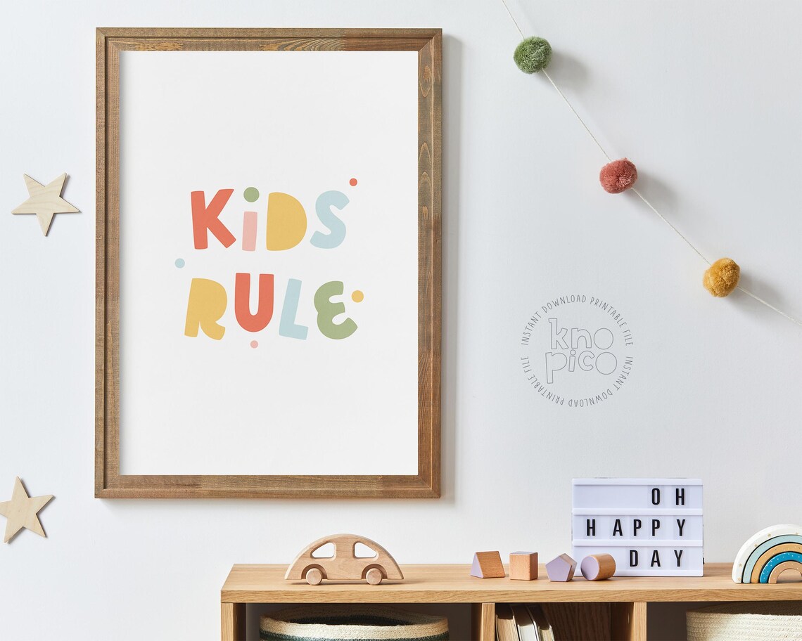 Kids Rule! Colorful Printable Poster | Rainbow Affirmations for ...