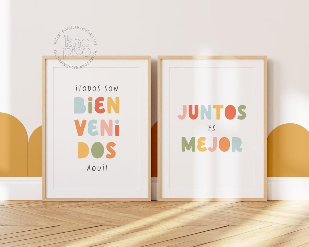 Spanish Quote Print and Playroom Wall Art Set of Two, Kids Motivation ...