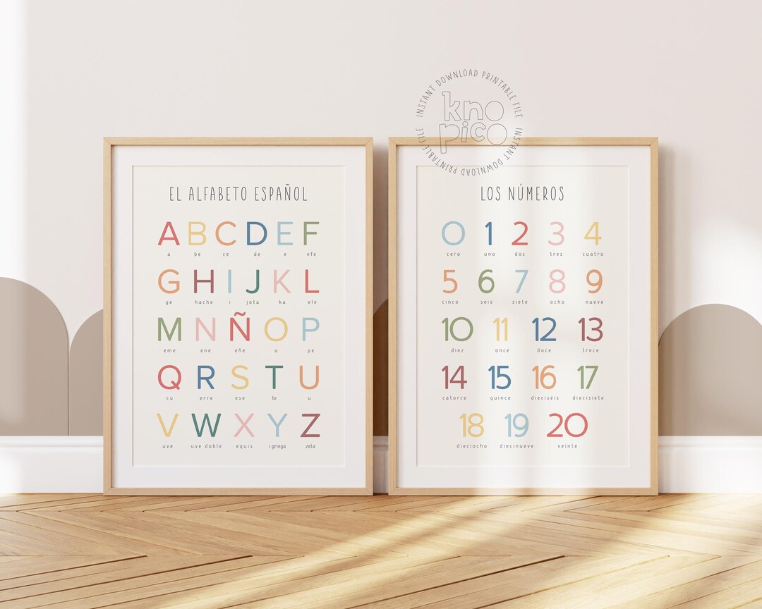 Spanish ABC Poster and Numbers Prints for Kids | Educational Set of 2 ...