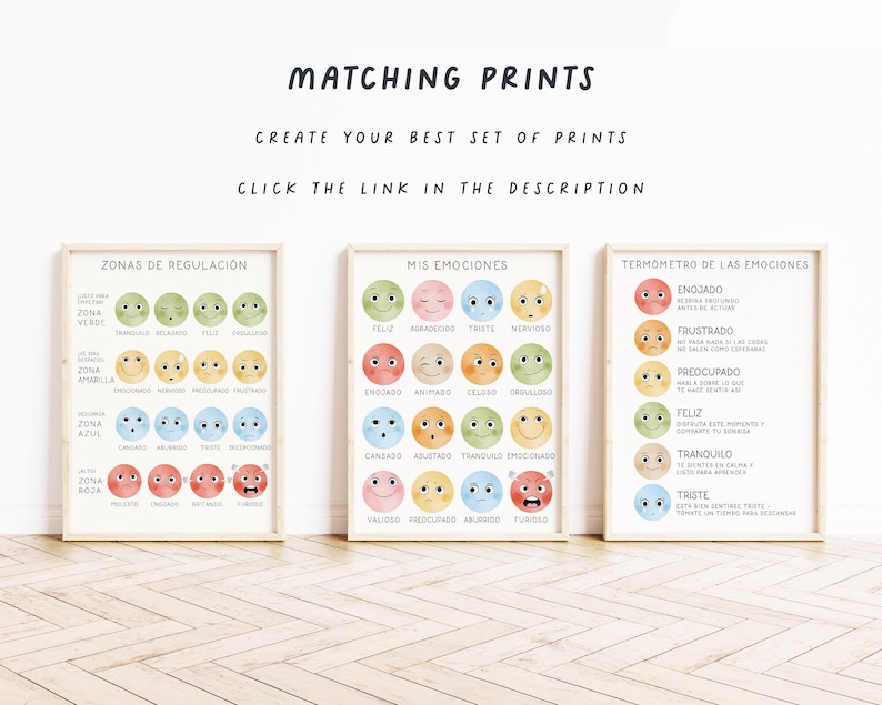 Kids Emotions Chart and Spanish Zones of Regulation Posters Set of 2 ...