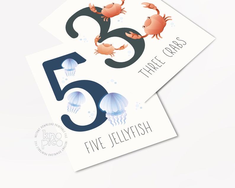 Flashcards for Learning Numbers to 10 With Ocean Animals: Under the Sea ...