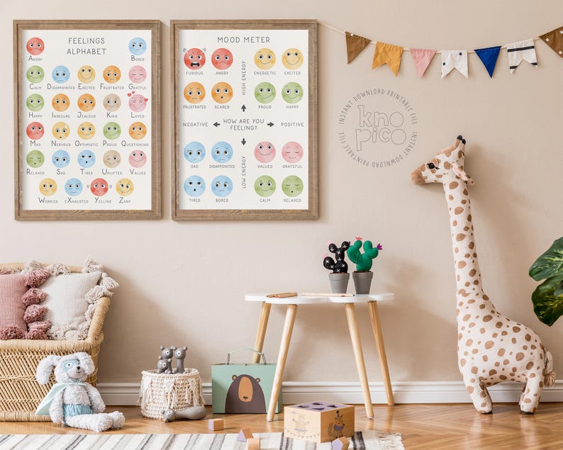 Feelings Alphabet and Mood Meter Set of 2 Posters - Kids Emotional ...