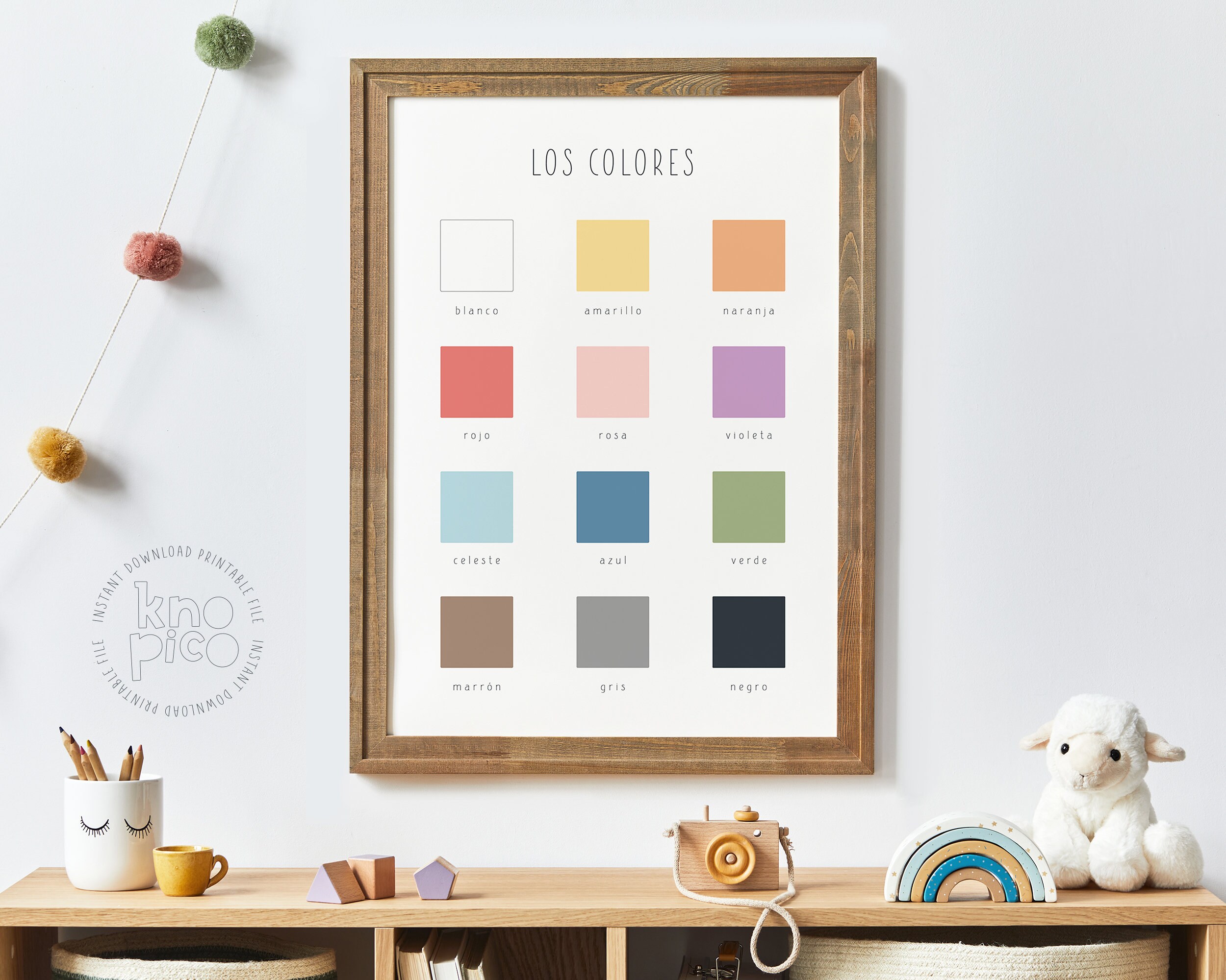 Póster Educativo De Colores Para Niños: Descarga Digital En Español ...