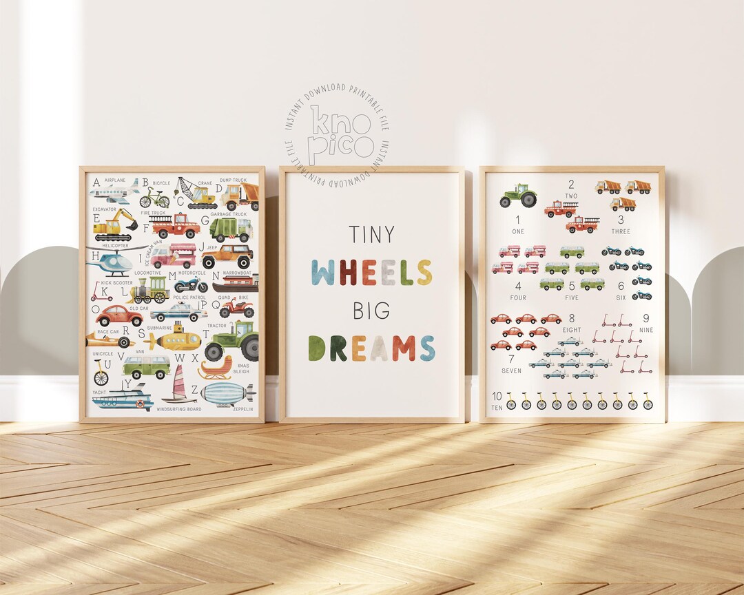 Transportation ABC Poster and Numbers Print Set | Vehicle Alphabet and ...