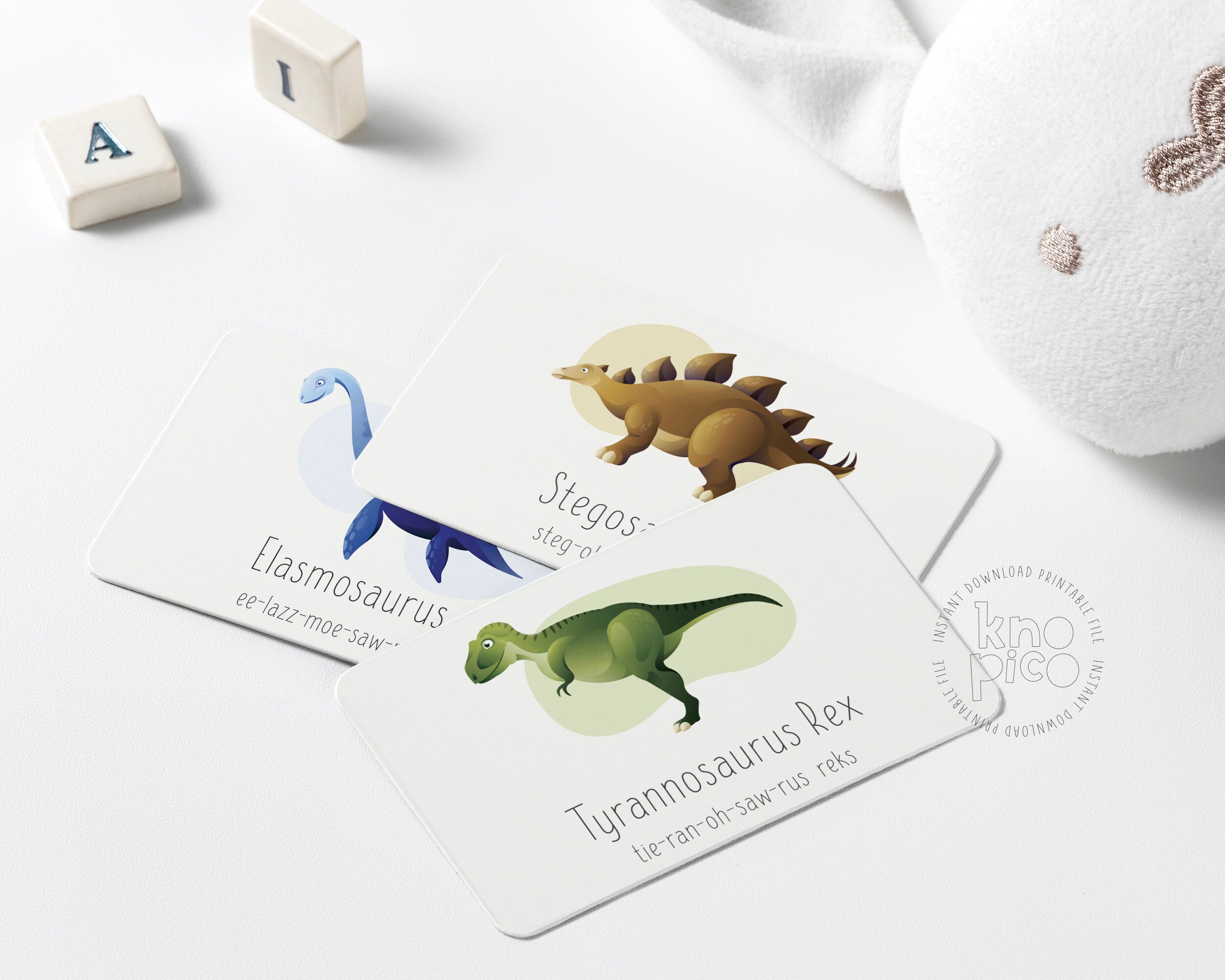 Printable Dinosaur Flashcards for Kids – Digital Cards for Early ...