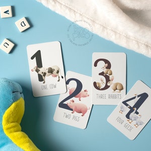 Flashcards for Learning Numbers to 10 With Domestic Animals: Farmyard ...