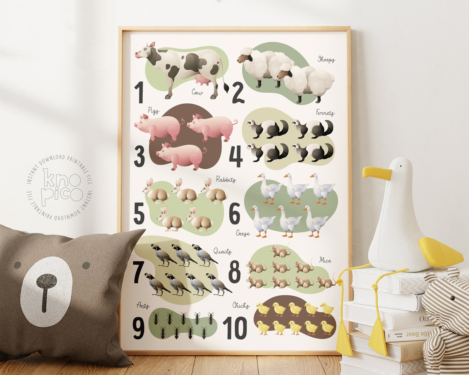 Farm Animal Numbers Poster | Homeschool Math Activities | Preschool ...