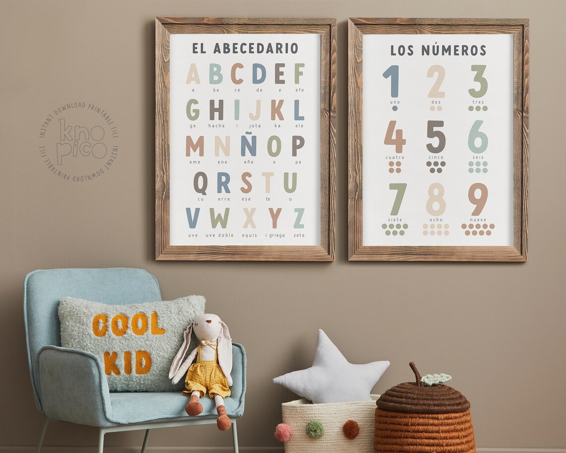 Spanish Alphabet and Numbers Poster Poster Set | Bilingual Printable ...