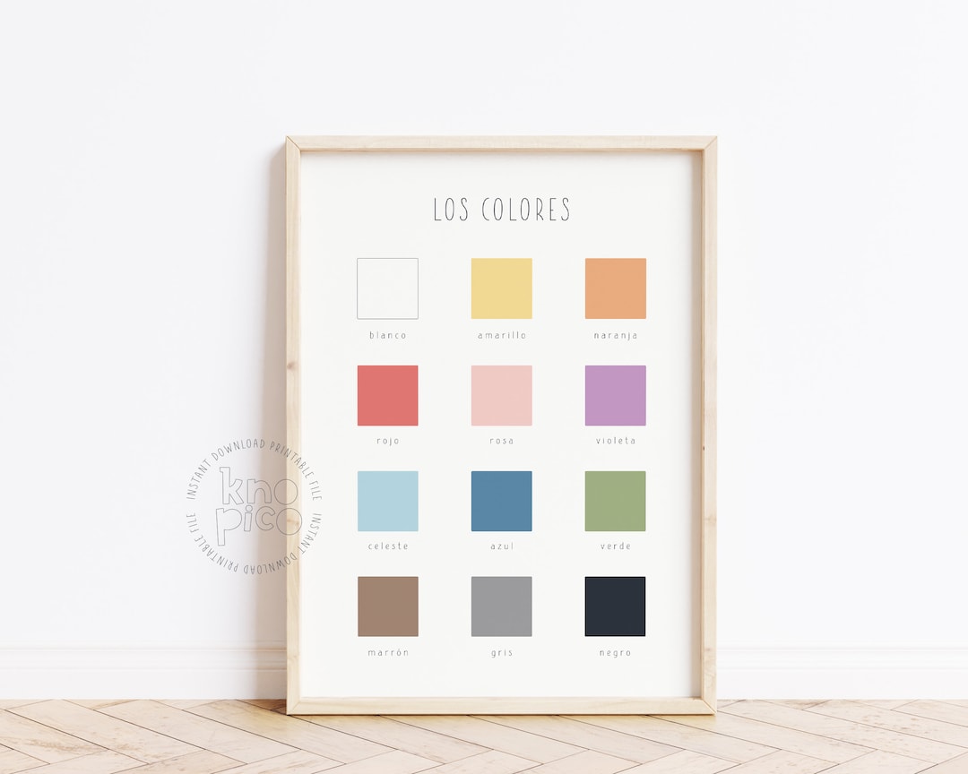 Póster Educativo De Colores Para Niños: Descarga Digital En Español ...