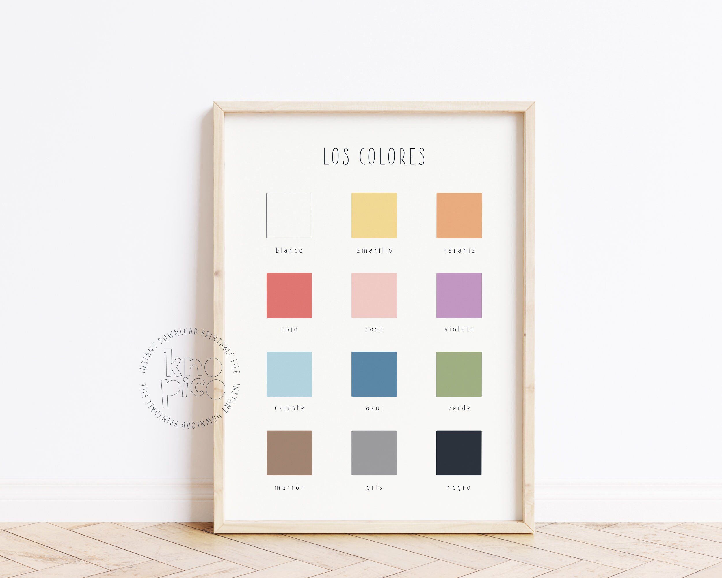 Póster Educativo De Colores Para Niños: Descarga Digital En Español ...