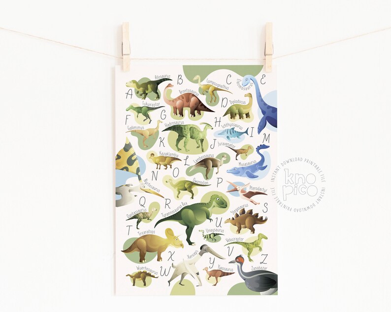 Dino ABC Adventure Poster: Playful Alphabet Learning With Dinosaurs ...