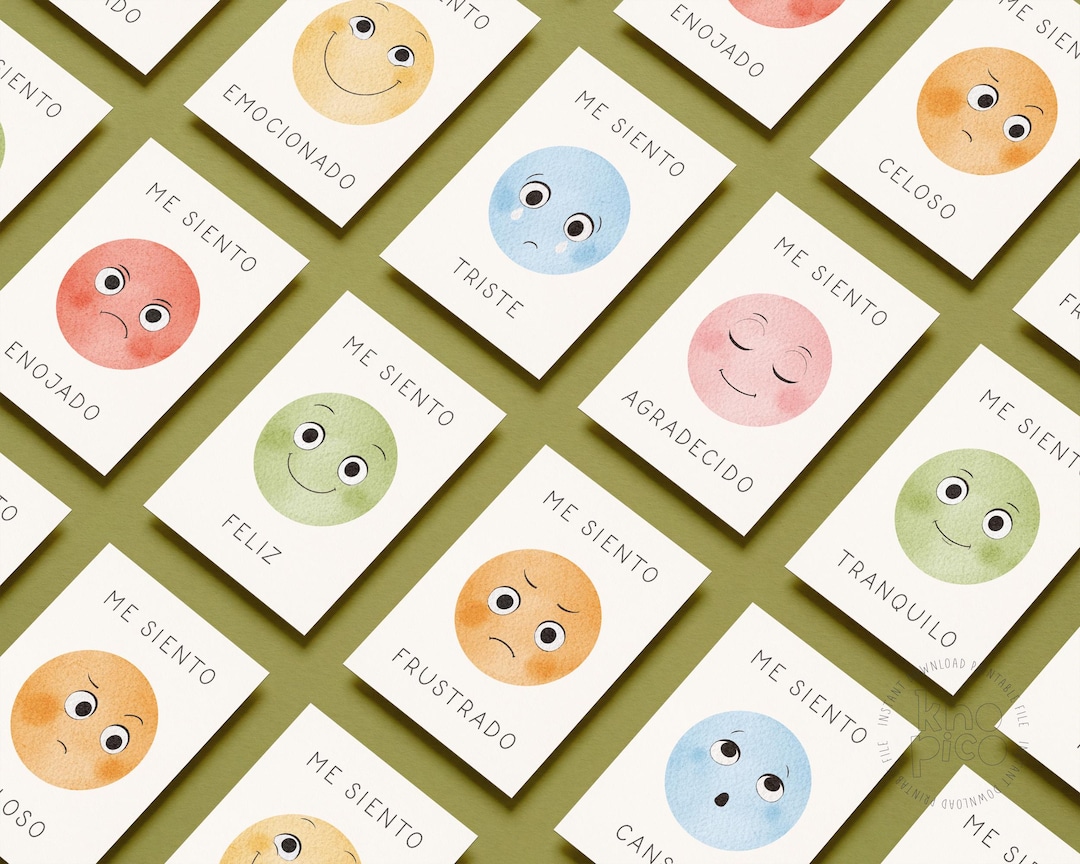 Spanish Flashcards for Kids Emotional Support: Feelings Flash Cards for ...