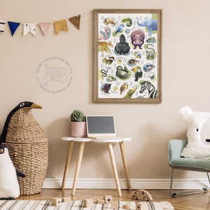 Jungle Animal ABC Poster | Kids Alphabet Wall Art Print for Early ...