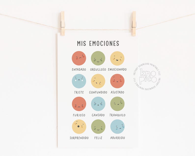 My Emotions Poster in Spanish for Kids: Emotional Support & Education ...