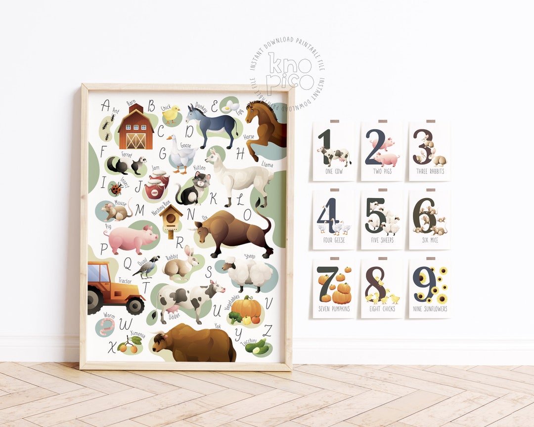 Learn the Alphabet and Numbers With This Set of Farm Animal Poster ...