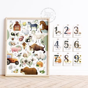 Learn the Alphabet and Numbers With This Set of Farm Animal Poster ...