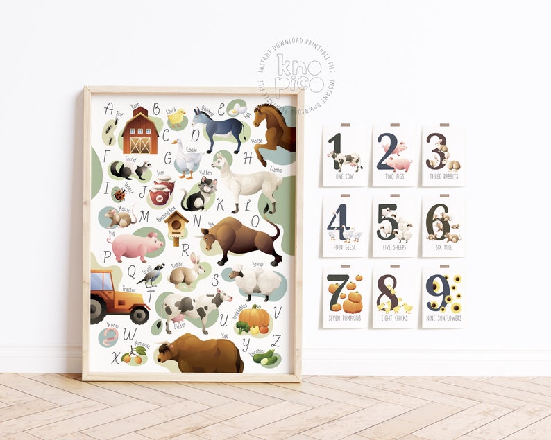 Learn the Alphabet and Numbers With This Set of Farm Animal Poster ...