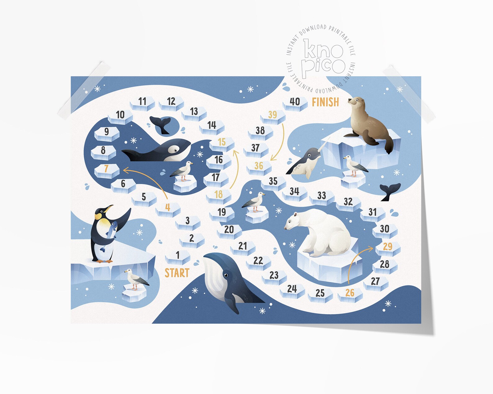 North Pole Animals Printable Board Game: A Frosty Adventure for Kids ...